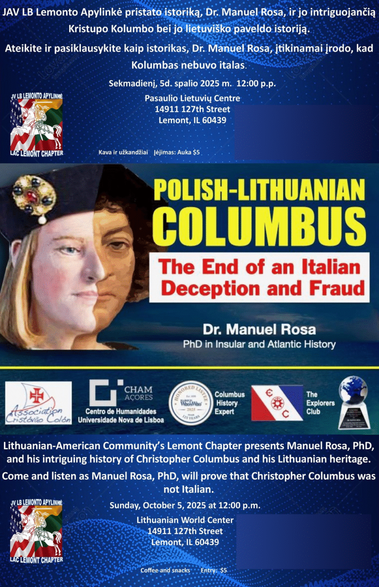 Lithuanian American Community Lemont Chapter Lecture: “Christopher ...